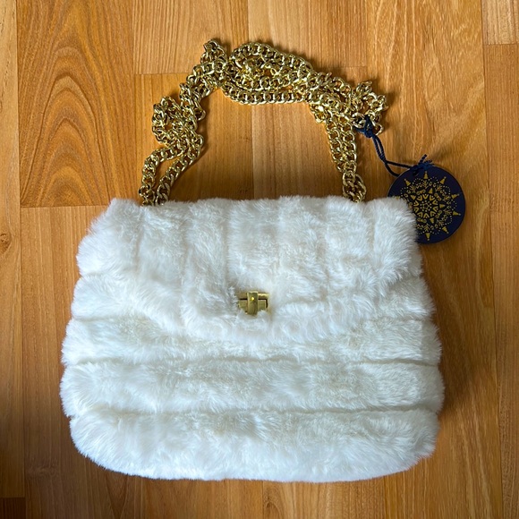RACHEL Rachel Roy | Bags | Rachel Rachel Roy White Faux Fur Crossbody ...